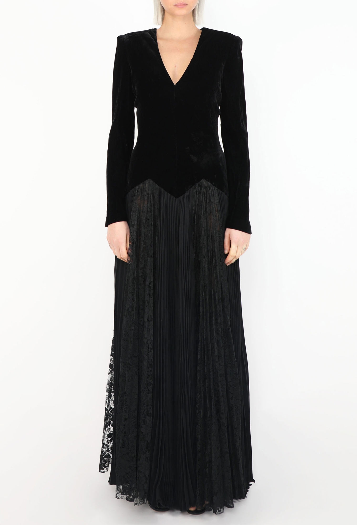 Basque Velvet & Pleated Lace Gown - Exquisite Vintage | ReSee