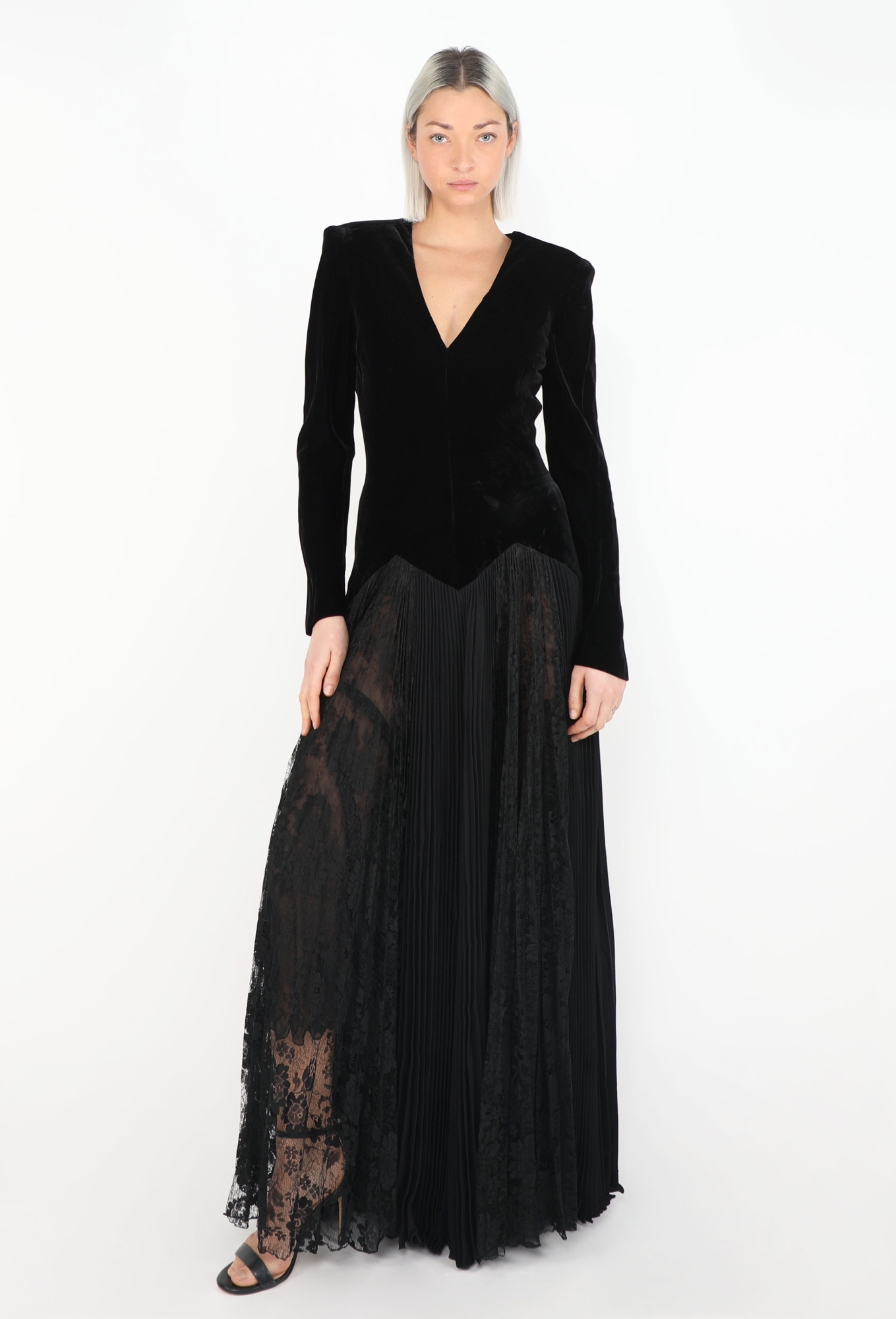 Basque Velvet & Pleated Lace Gown - Exquisite Vintage | ReSee