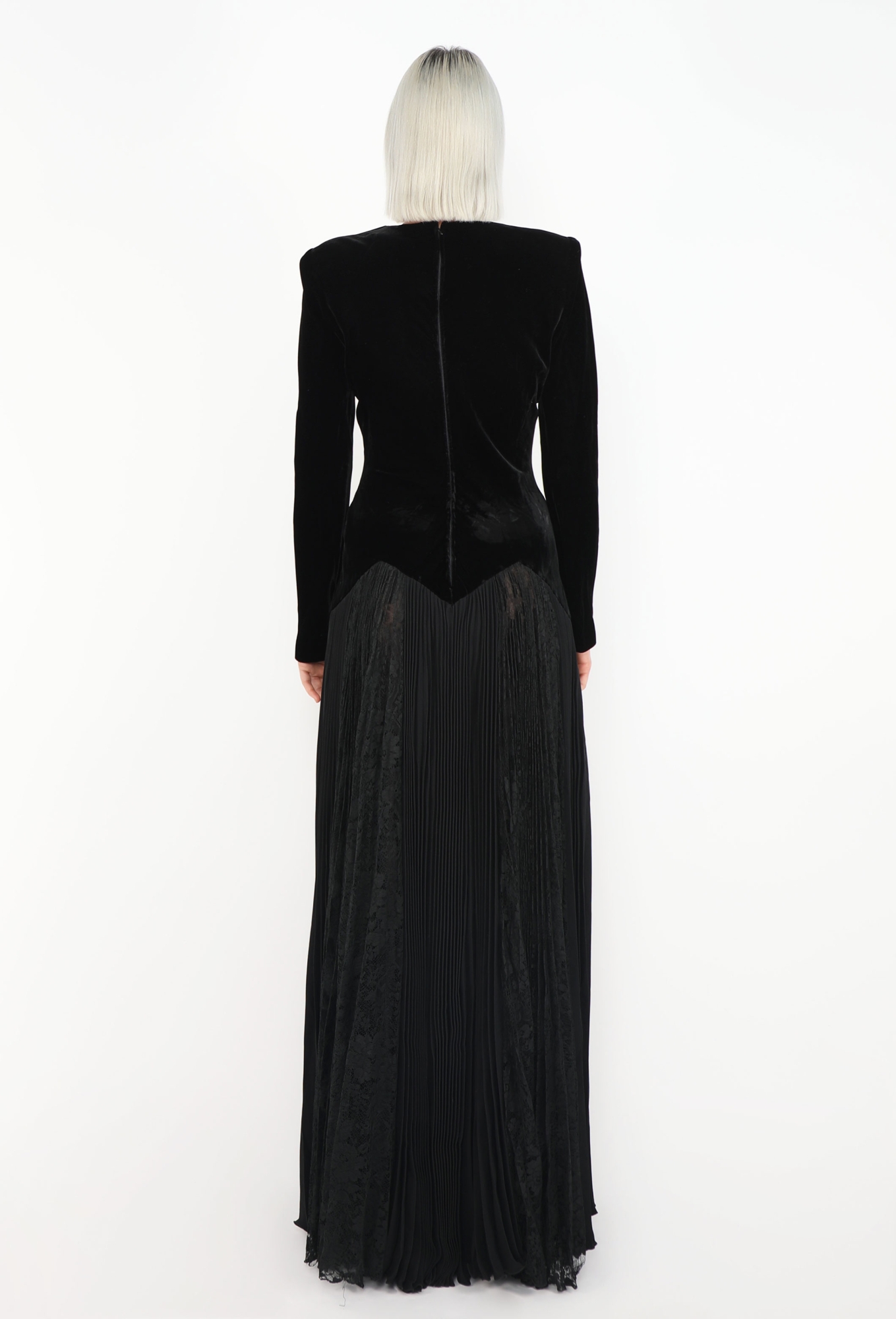 Basque Velvet & Pleated Lace Gown - Exquisite Vintage | ReSee